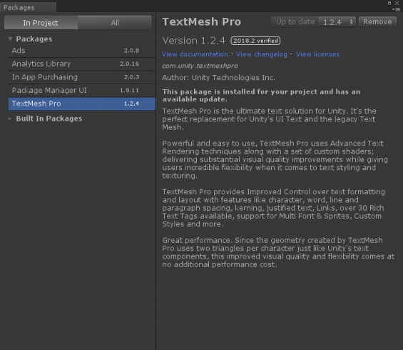 【Unity】TextMesh ProがUnityに組み込まれました | Section31